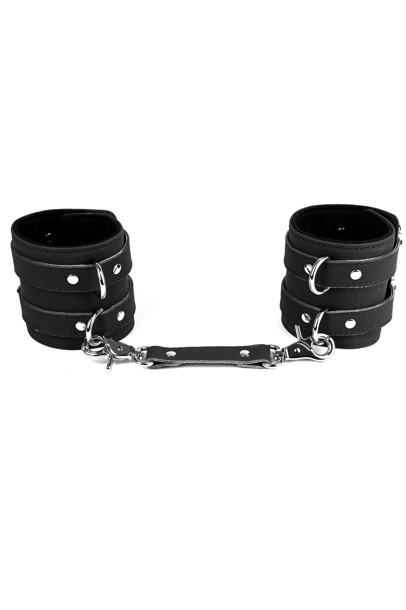 Neoprene Vegan Leather Wide Handcuffs, Ankle cuffs with standard conne