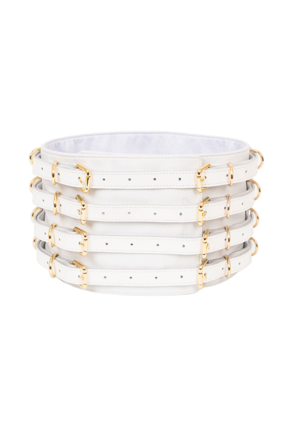 Wide waist belt with 4 adjustable straps. White