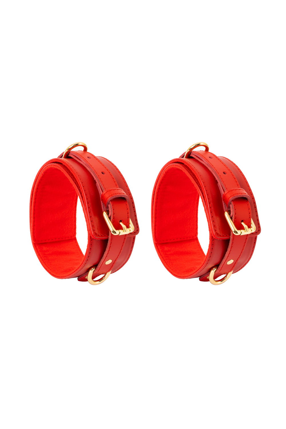 Thigh cuffs. Leather Garters. Red